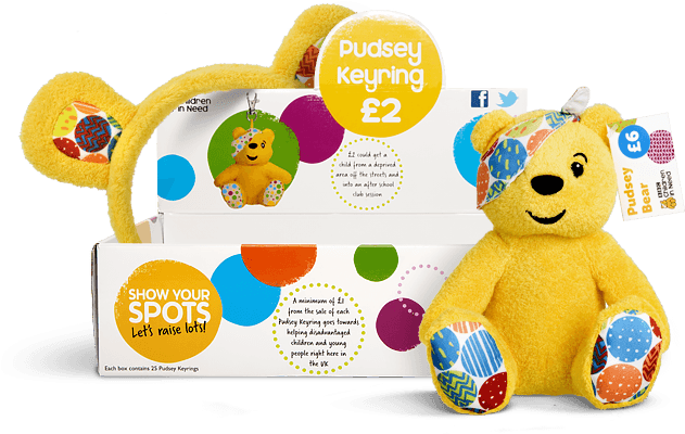 Children In Need Pudsey Ears - Stuffed Toy Clipart - Large Size Png ...