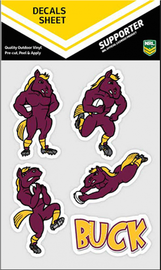 Download Brisbane Broncos Nrl Uv Mascot Car Decals 5 Stickers - Decal ...
