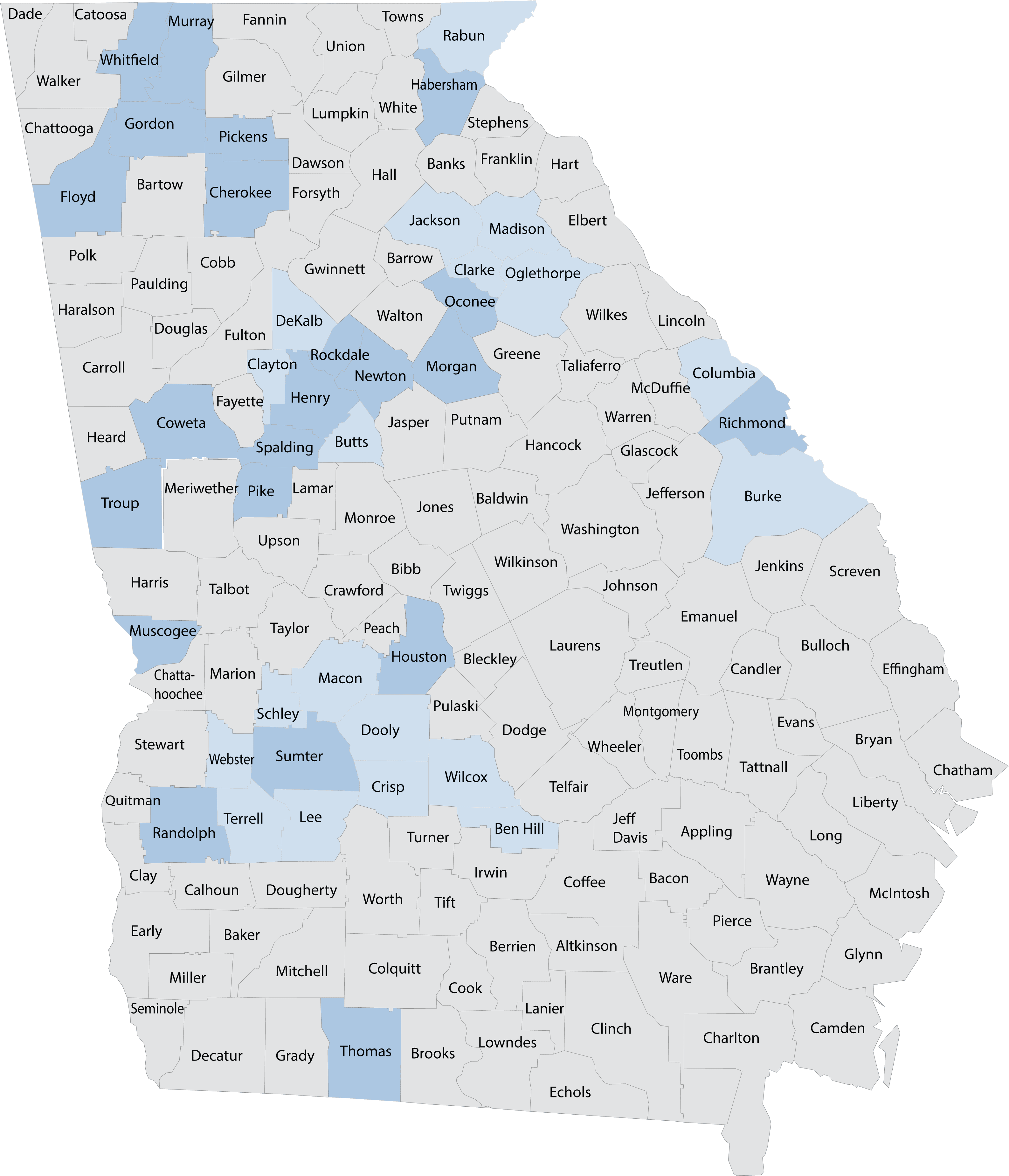 12county Label Vector Georgia Map - Creative Arts Clipart - Large Size ...