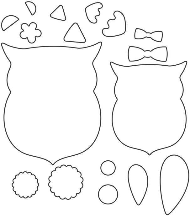 Mama & Baby Owl Die Outline - Drawing Clipart - Large Size Png Image ...