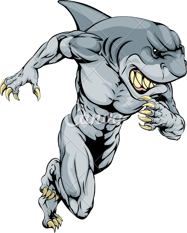 Mascot Drawing Shark - Shark Man Coloring Pages Clipart - Large Size ...