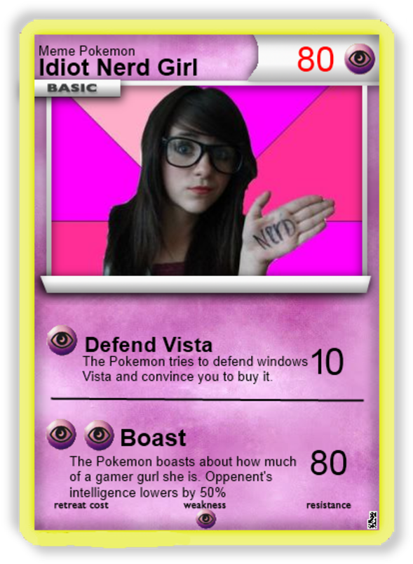 Idiot Nerd Girl - Pokemon Card Meme Girl Clipart - Large Size Png Image ...