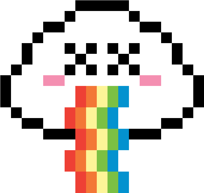Rainbow Puking Cloud - Cooky Bt21 Pixel Art Clipart - Large Size Png ...