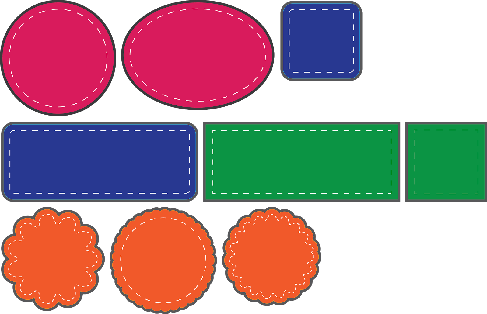 Faux Stitched Basic Shapes, Tags And Stars - Stitched Paper Png Clipart ...