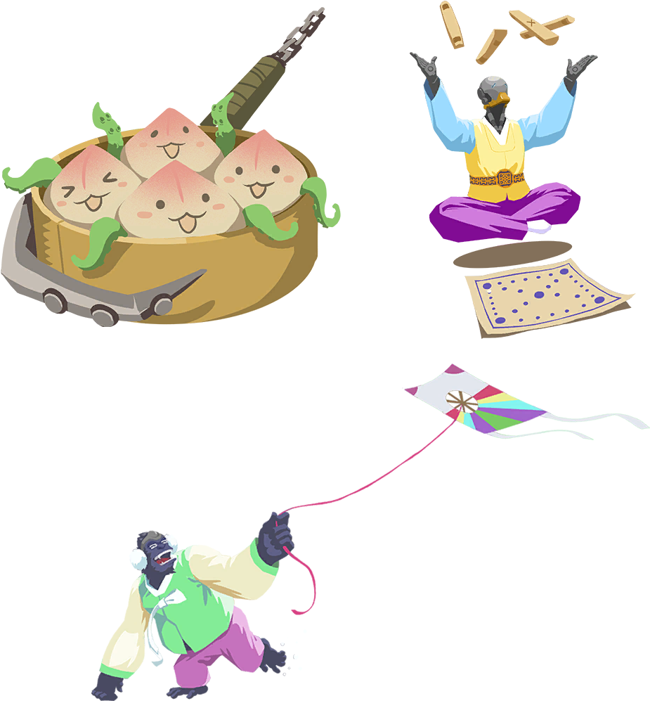 Overwatch Year Of The Rooster Sprays - Seollal Kite Clipart - Large ...