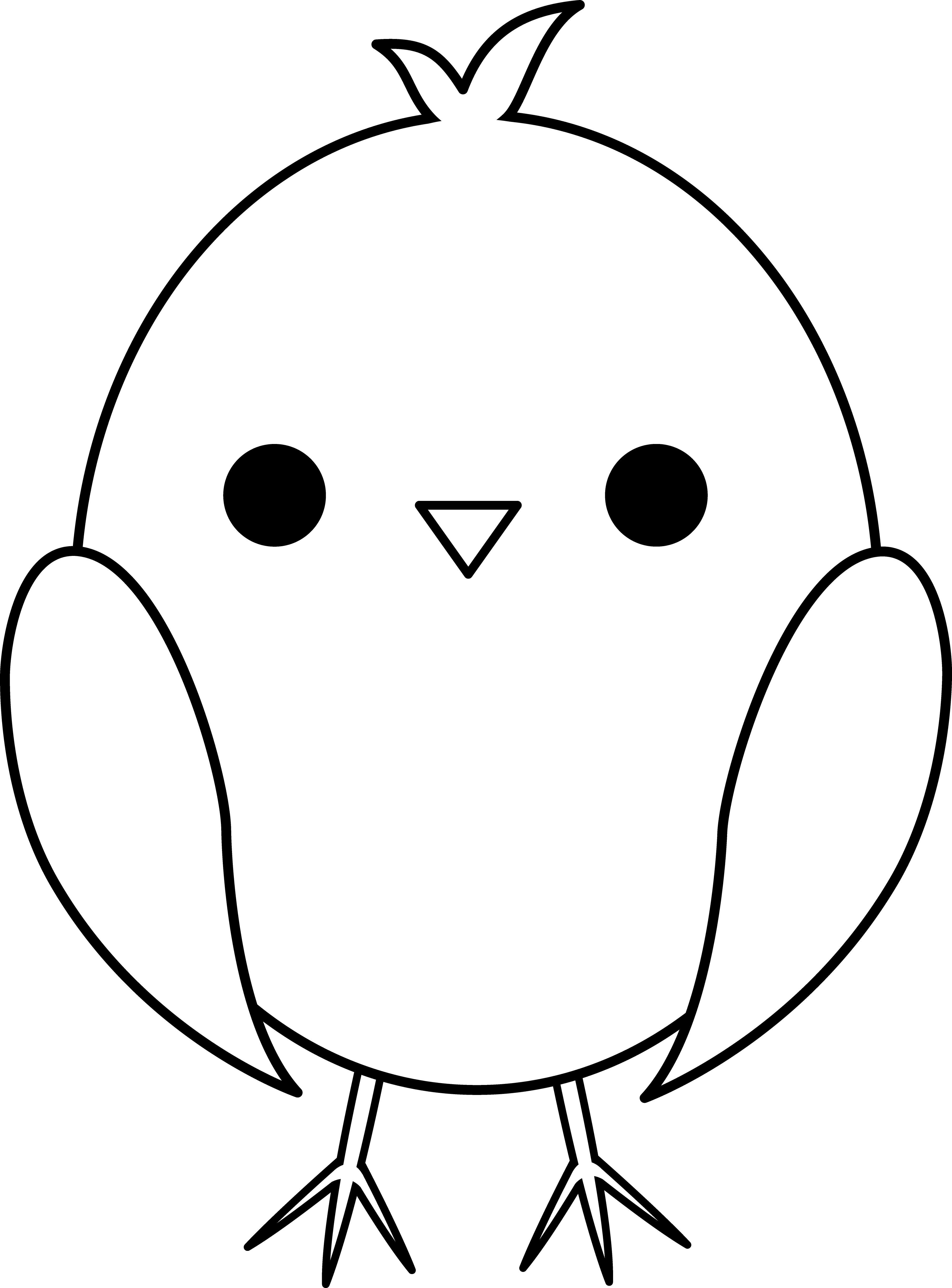 Cute Baby Chick Line Art - Drawing Clipart - Large Size Png Image - PikPng
