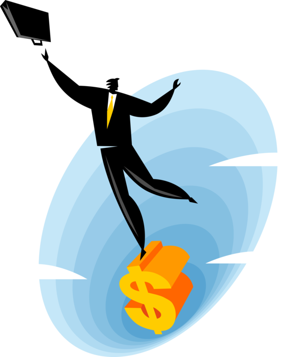 Vector Illustration Of Successful Businessman Stands - Illustration ...