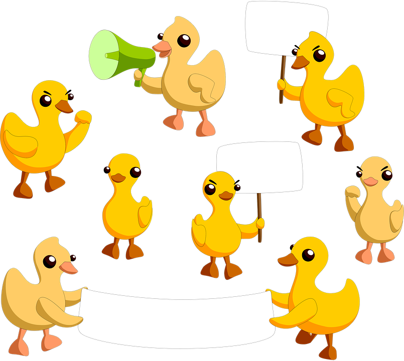 Protest Strike Rally Duck Yellow Demonstration - Cartoon Clipart ...