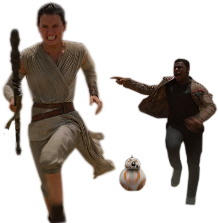 Finn & Rey Running Cutout [single Cutouts Included - Finn And Rey Png ...
