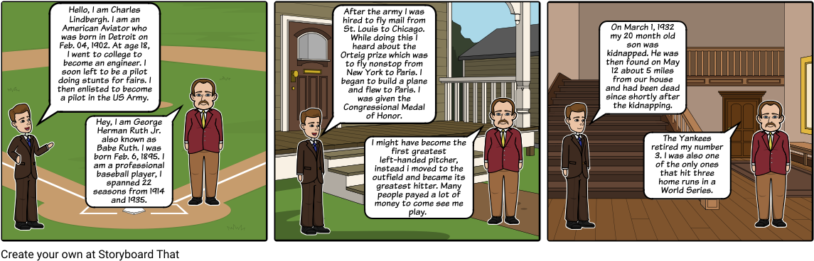 Charles Lindbergh And Babe Ruth - Cartoon Clipart - Large Size Png ...
