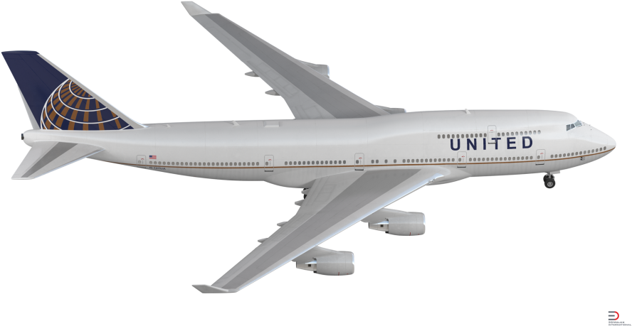 2 Boeing 747 400er United Rigged Royalty Free 3d Model - Boeing 747-400 ...