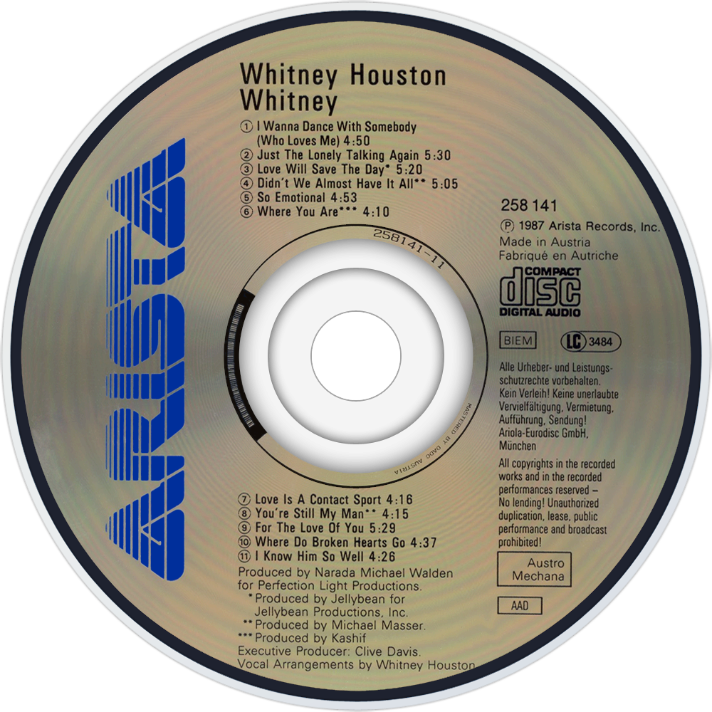 Download Whitney Houston Whitney Cd Disc Image - Dvd Disc Arista Record ...