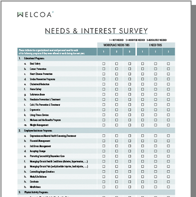 Employee Needs And Interest Survey - Wellness Interest Survey For ...