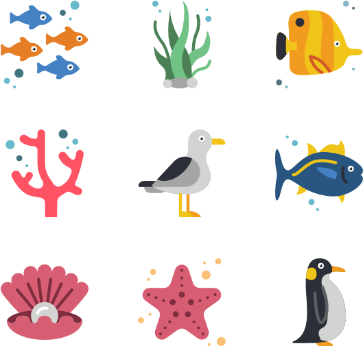Sea Life - Ocean Icons Clipart - Large Size Png Image - PikPng