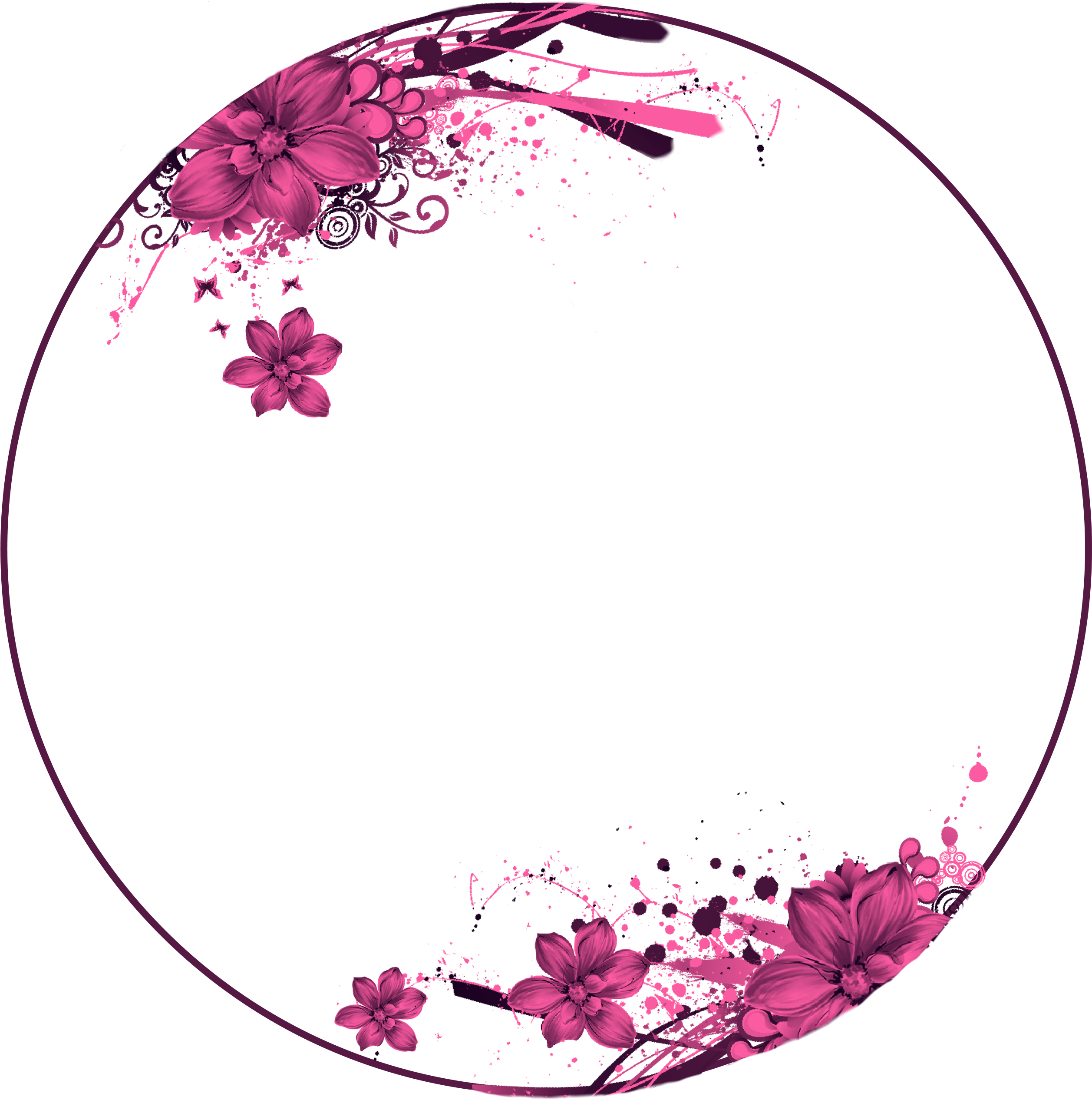 Flowers, Pink, Circle Frame Clipart - Large Size Png Image - PikPng