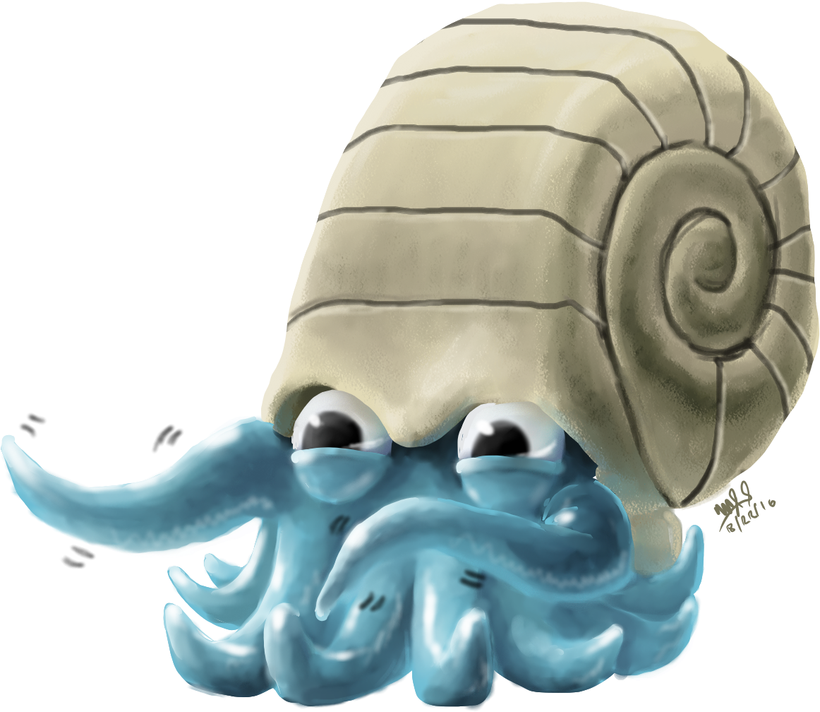Omanyte Used Tickle By Yggdrassal - Octopus Clipart - Large Size Png ...