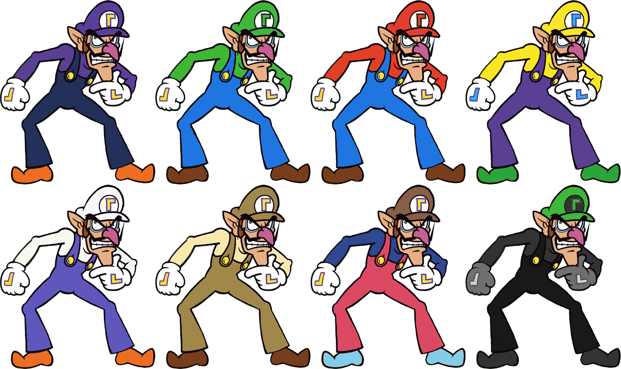 Lizuka's Alternate Color Mock-ups - Waluigi Colors Clipart - Large Size ...