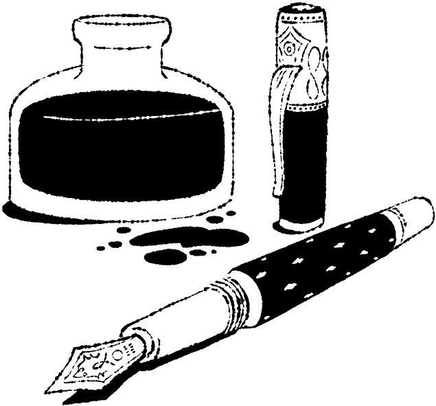 Bottle Drawing Ink - Classic Ink Bottle Drawing Clipart - Large Size ...