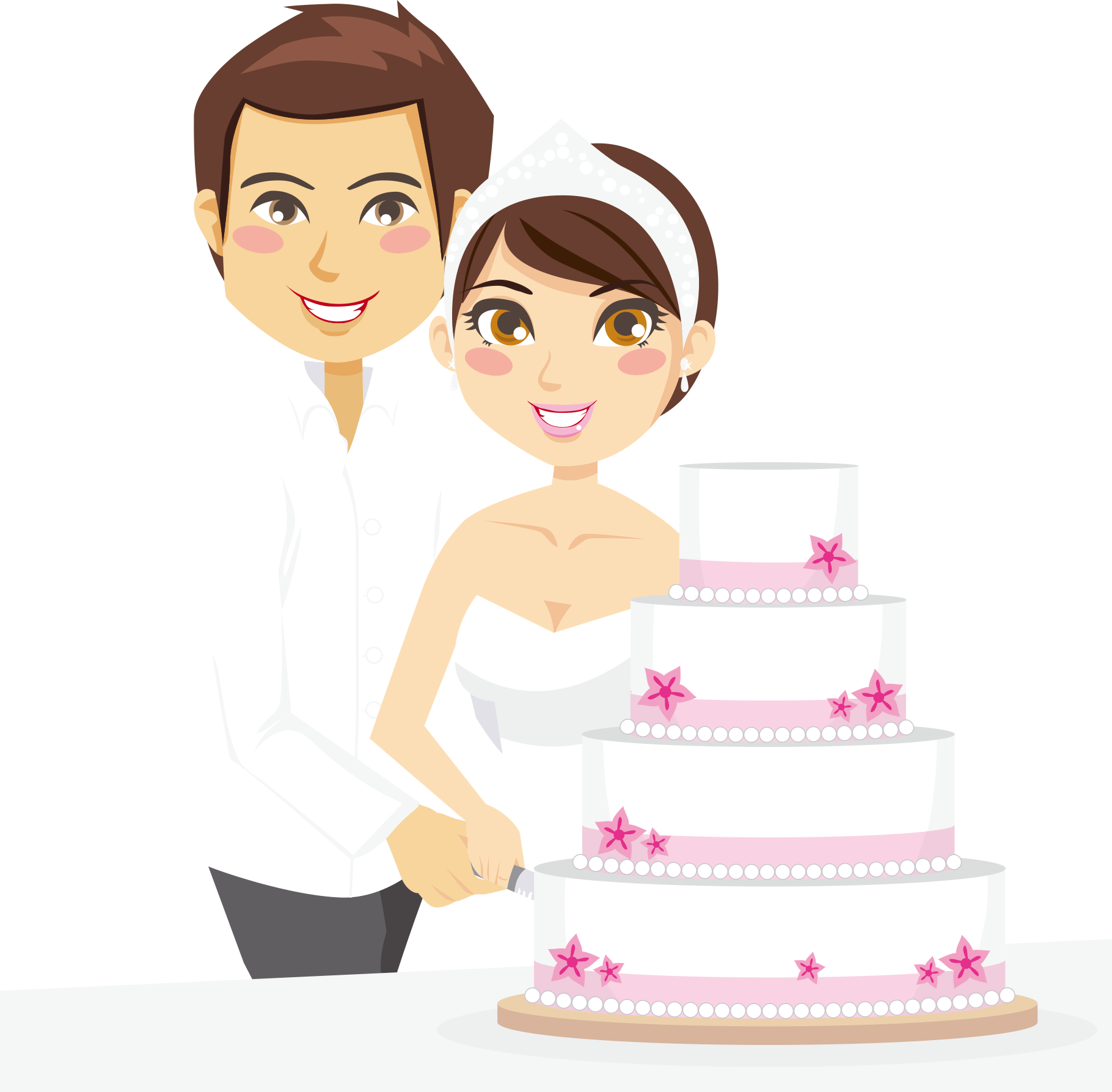新郎新娘切蛋糕- Wedding Cake - Cartoon Clipart - Large Size Png Image - PikPng