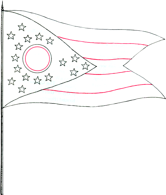 State Of Ohio Flag And Map Coloring Pages - Illustration Clipart ...