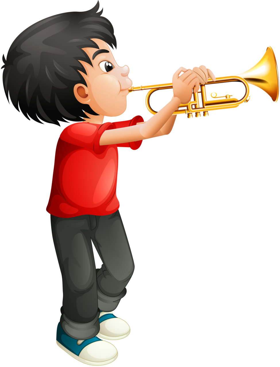 Trumpet Clipart Photo Book1 - Boy Playing The Trumpet - Png Download ...