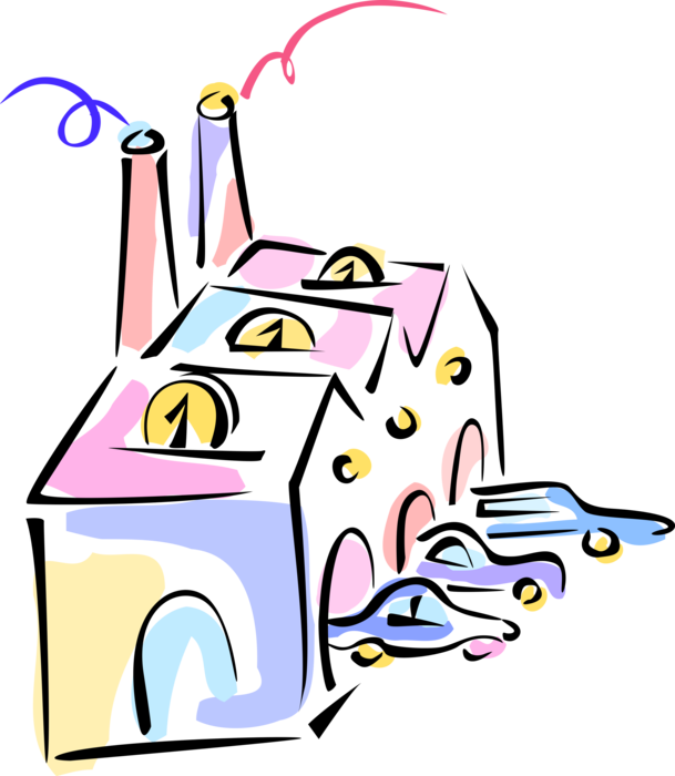 Vector Factory Cartoon Clipart - Large Size Png Image - PikPng