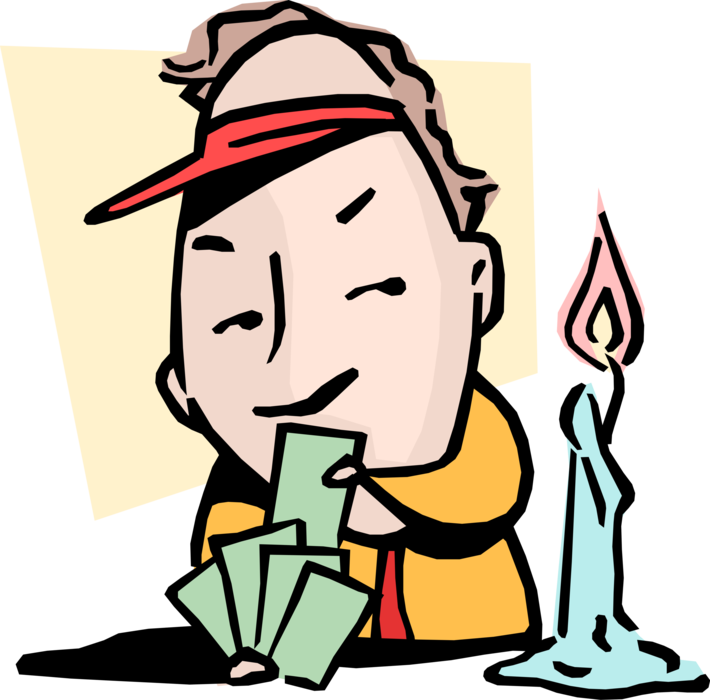 Vector Illustration Of Poker Face Hiding His Cards Clipart - Large Size ...