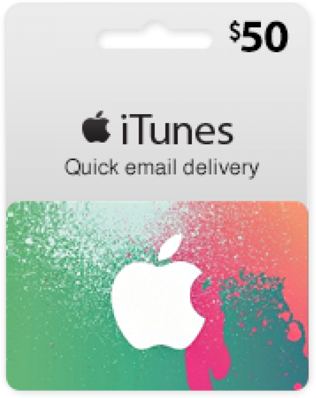 $50 Usa Itunes Gift Card - $50 Itune Gift Card Clipart - Large Size Png ...
