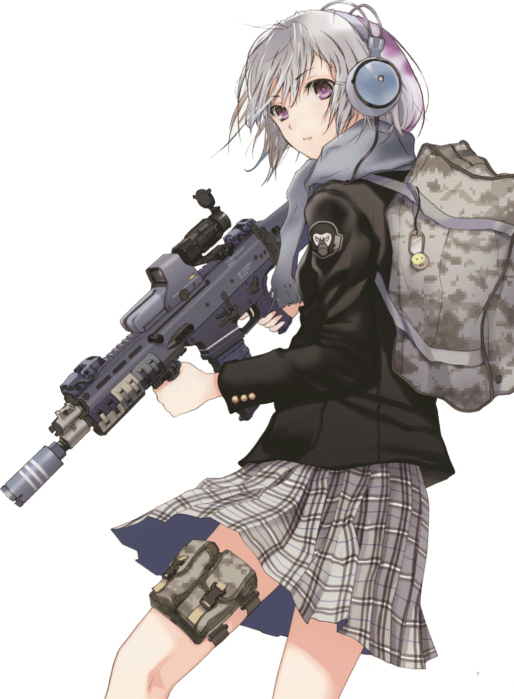 Anime Girl Fighter With Gun , Png Download - Anime Girl With Silver ...