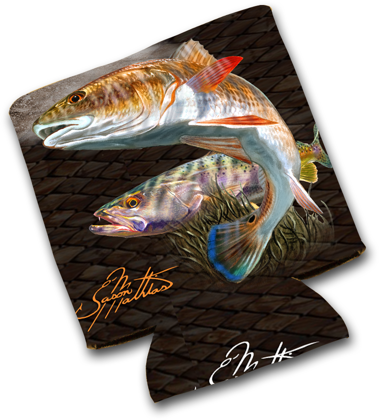 Jason Mathias Art Koozies & Coolie Cups - Trout Clipart - Large Size ...
