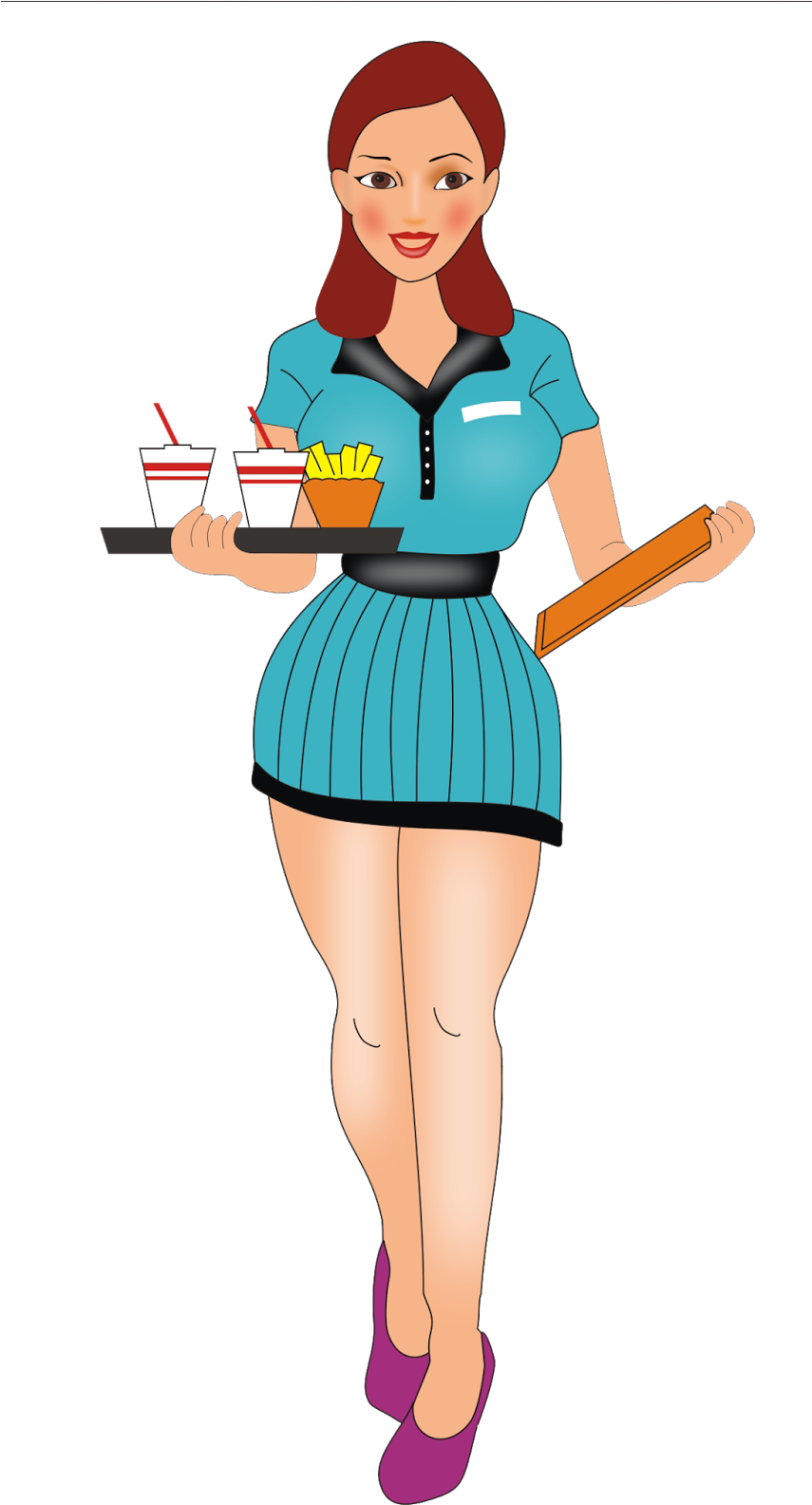 Cartoon Waitress - Waiter Clipart - Large Size Png Image - PikPng