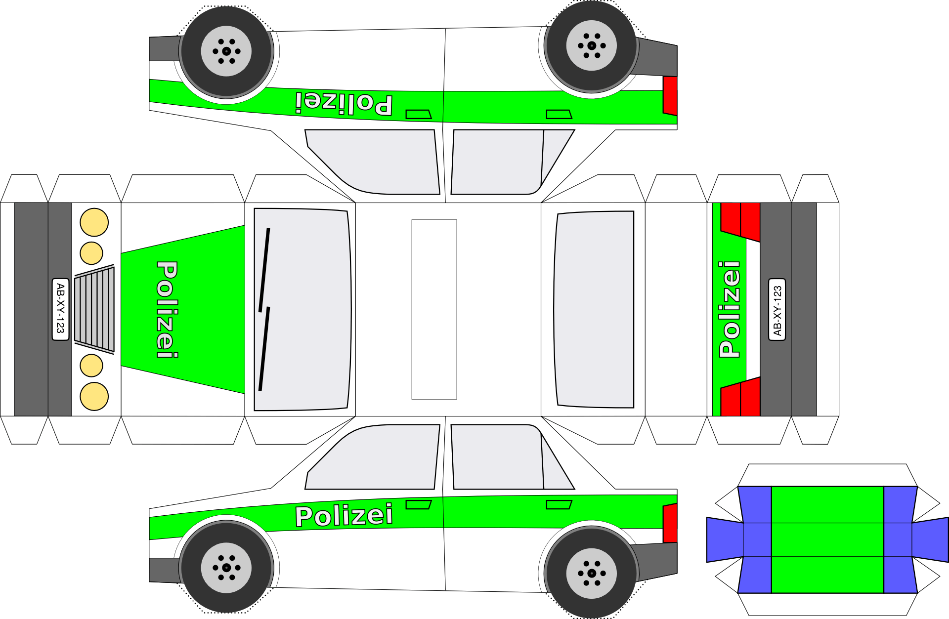 German Police Car Paper Toy - Police Car Cut Out Template Clipart ...