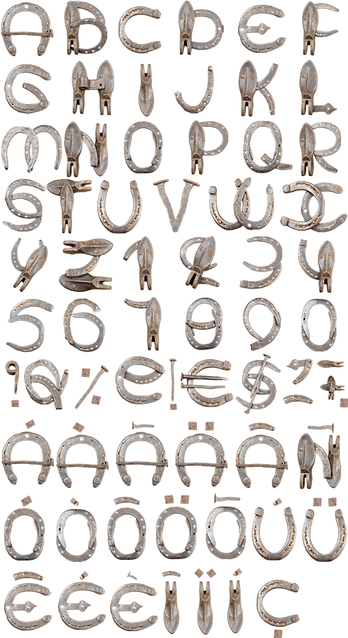 Horseshoe Font Alphabet - Horseshoe Font Clipart - Large Size Png Image ...