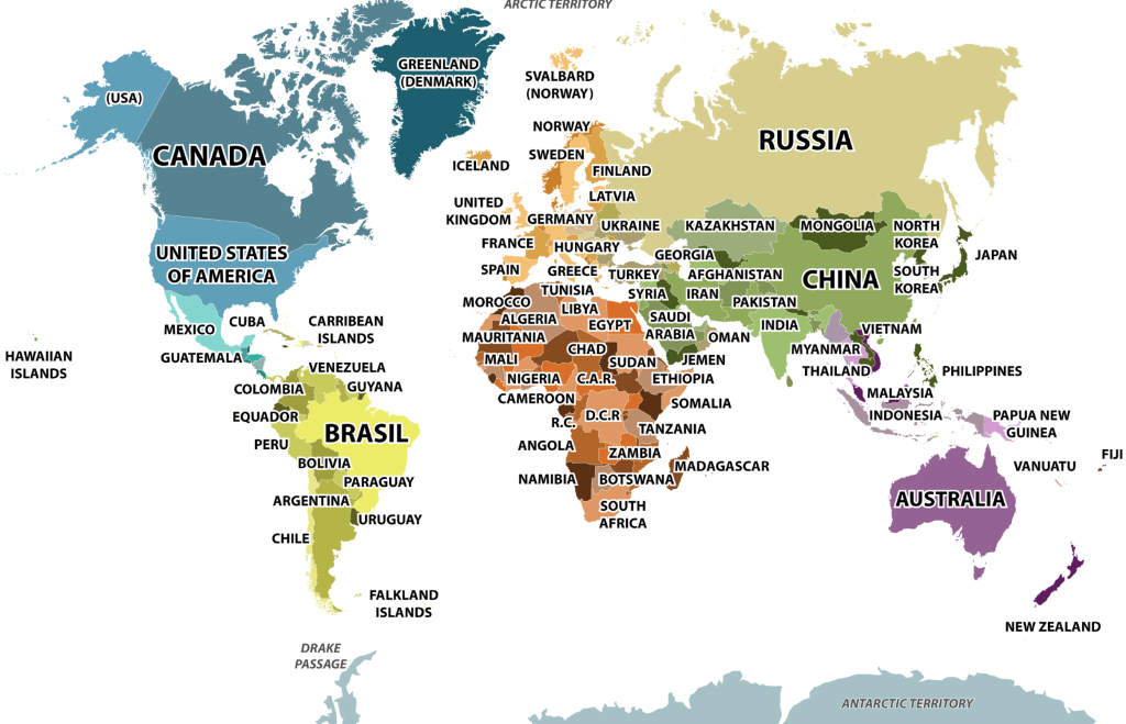Download Political World Map - World Map With Countries Clipart - Png ...