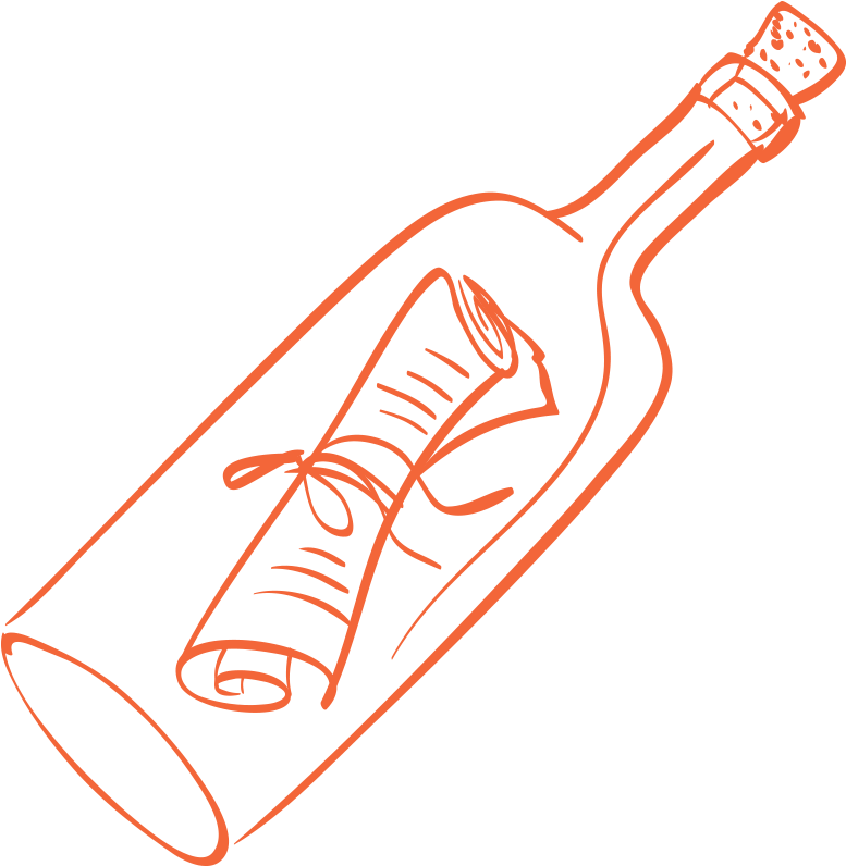 Bottle Note Drawing , Png Download - Bottle With Note Drawing Clipart ...