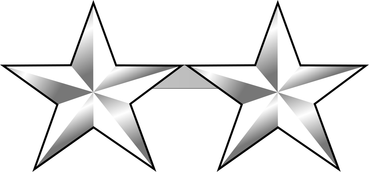 2 Star General Rank Clipart - Large Size Png Image - PikPng