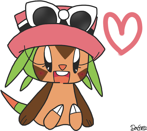 Chespin With Serena's Hat - Cartoon Clipart - Large Size Png Image - PikPng