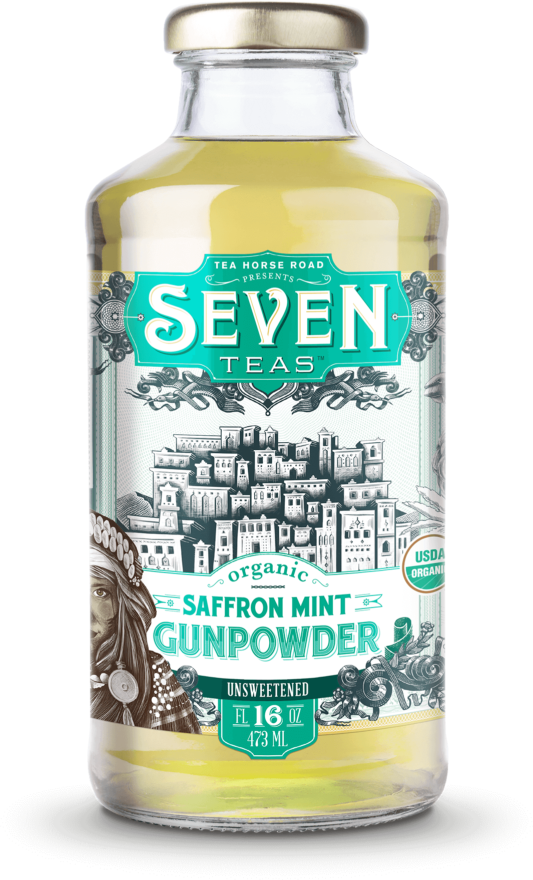 Seven Teas Saffron Mint Bottle - Bottle Clipart - Large Size Png Image ...