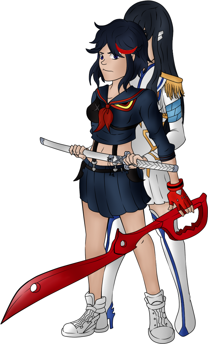 Ryuko Matoi And Satsuki Kiryuin - Cartoon Clipart - Large Size Png ...