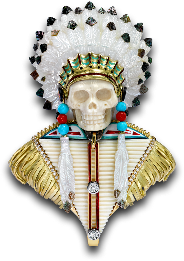 18ct Yellow Gold Indian Chief - Illustration Clipart - Large Size Png ...