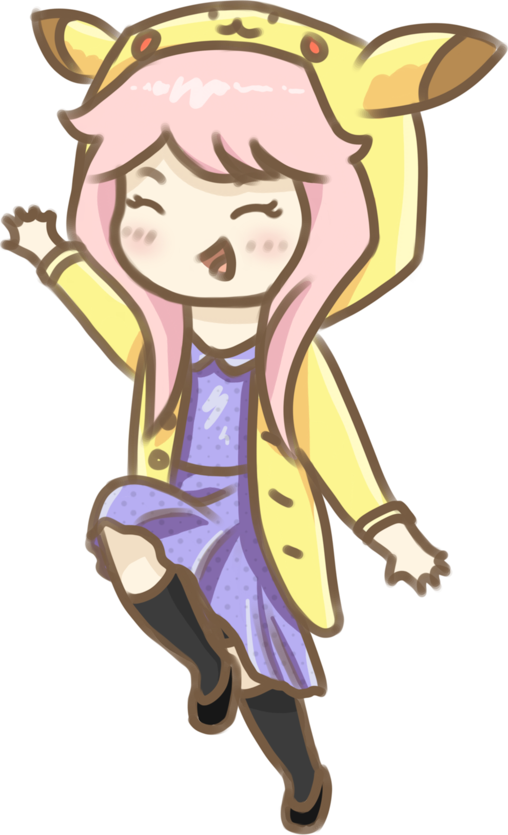 Pikagirl Jumping Chibi - Cartoon Clipart - Large Size Png Image - PikPng