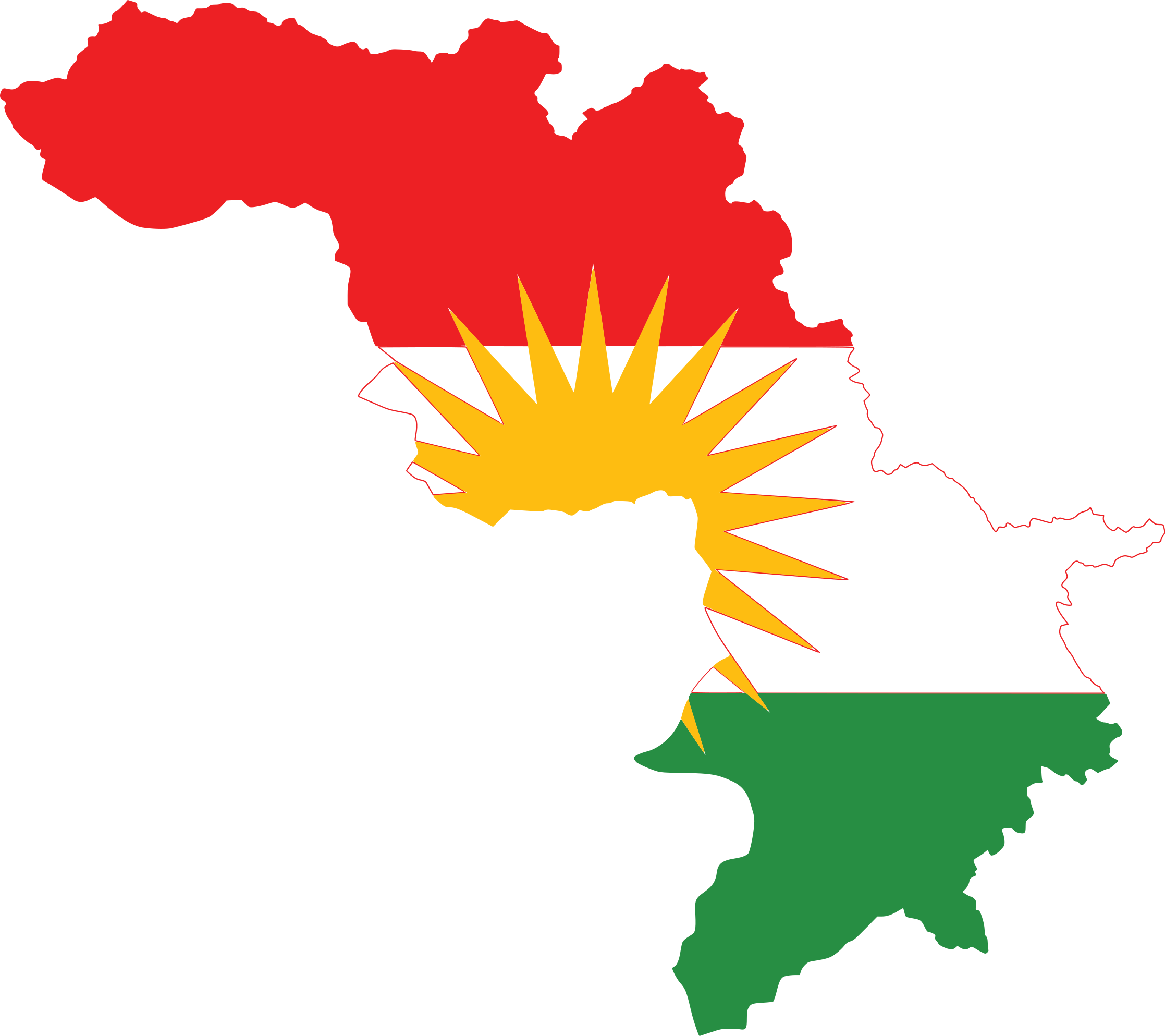 Flag-map Of Iraqi Kurdistan - Kurdistan Flag Map Clipart - Large Size ...