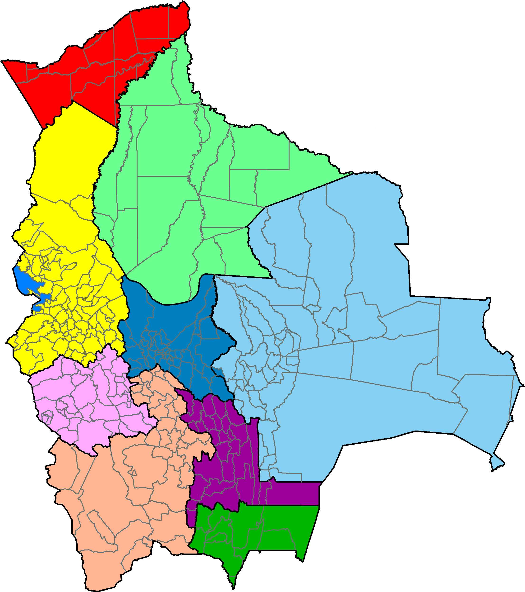 Bolivia Division - Provinces Of Bolivia Map Clipart - Large Size Png ...