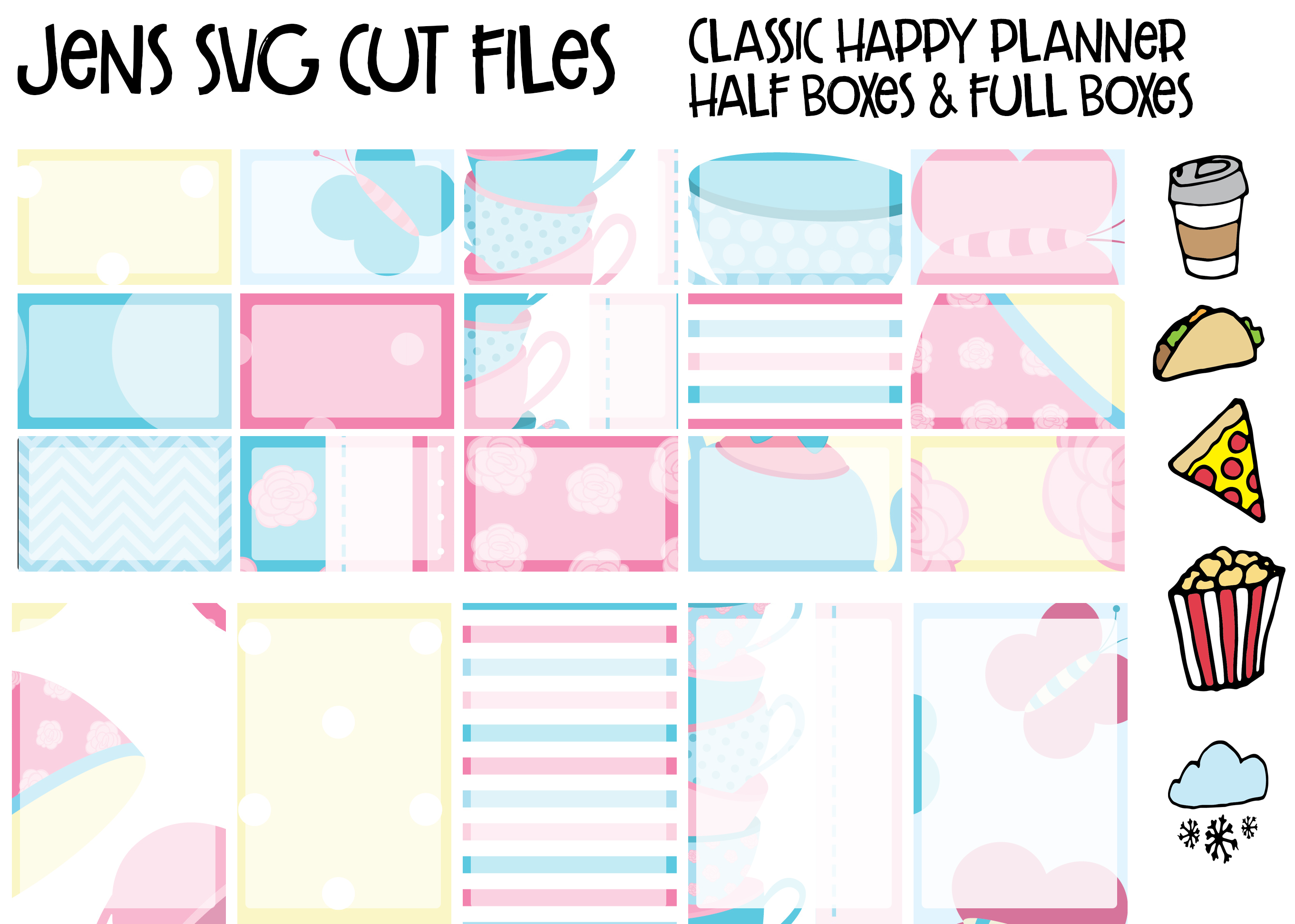 Free Happy Classic Happy Planner Sticker Template Half Clipart - Large ...