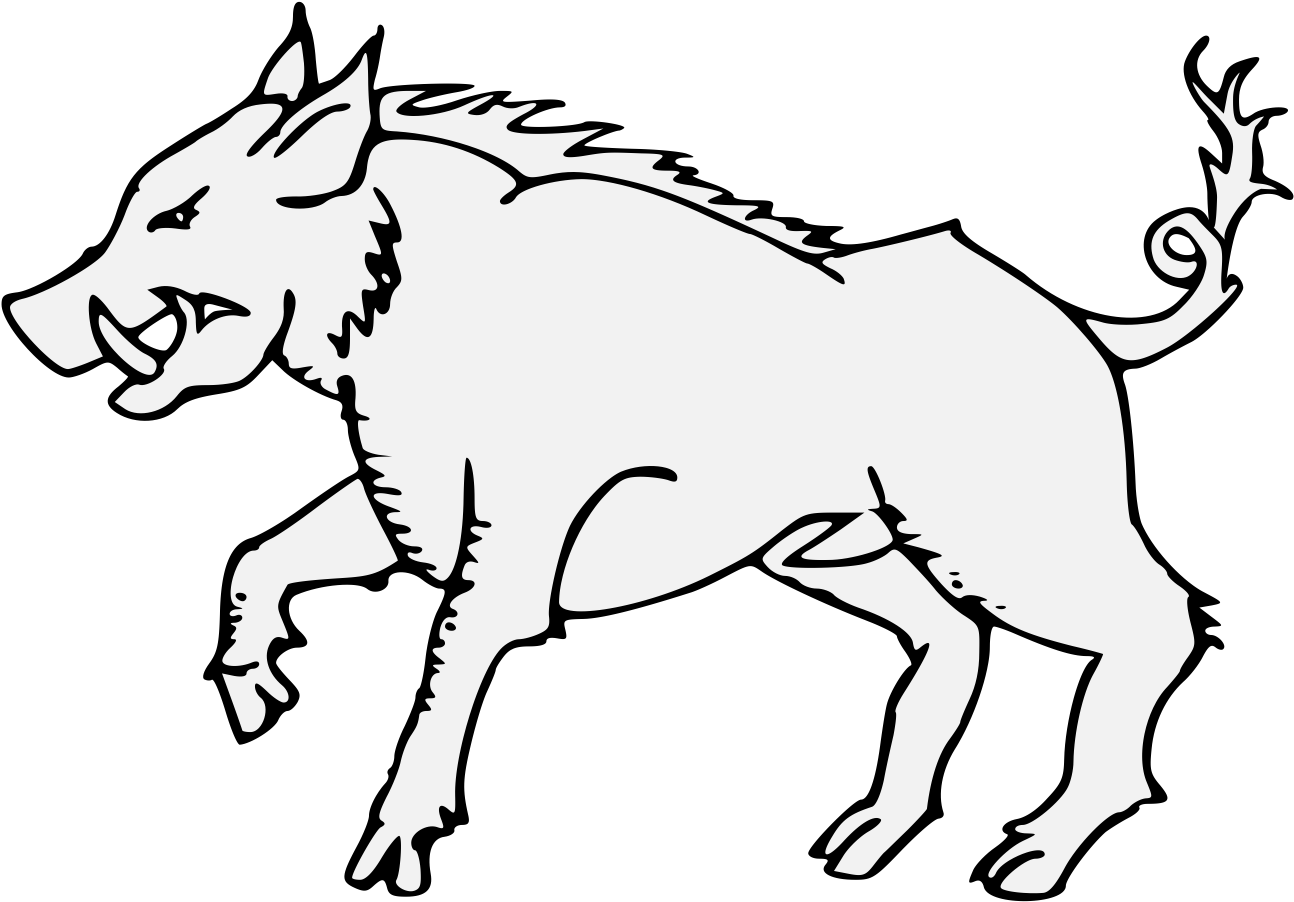 Boar Passant - Line Art Clipart - Large Size Png Image - PikPng