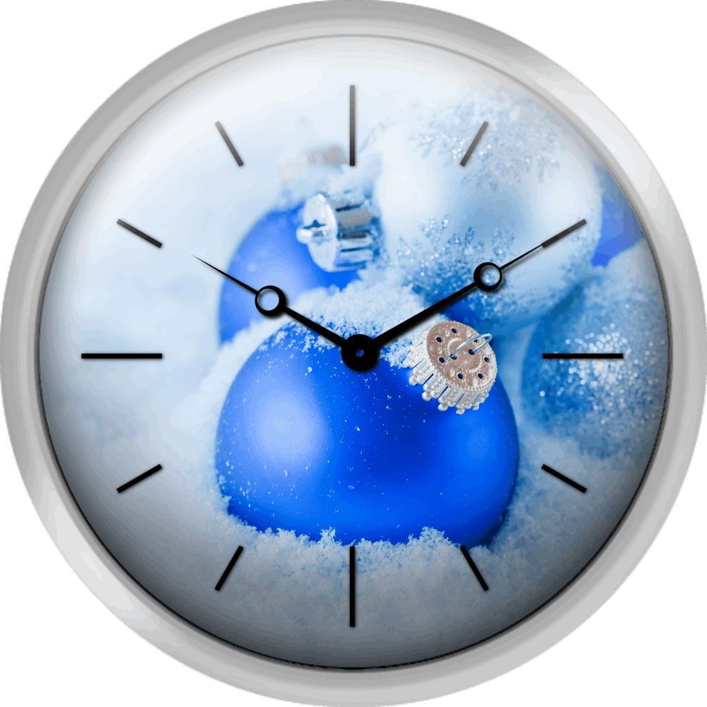 Studio Shot Of Blue And Silver Christmas Ornament On - Wall Clock ...