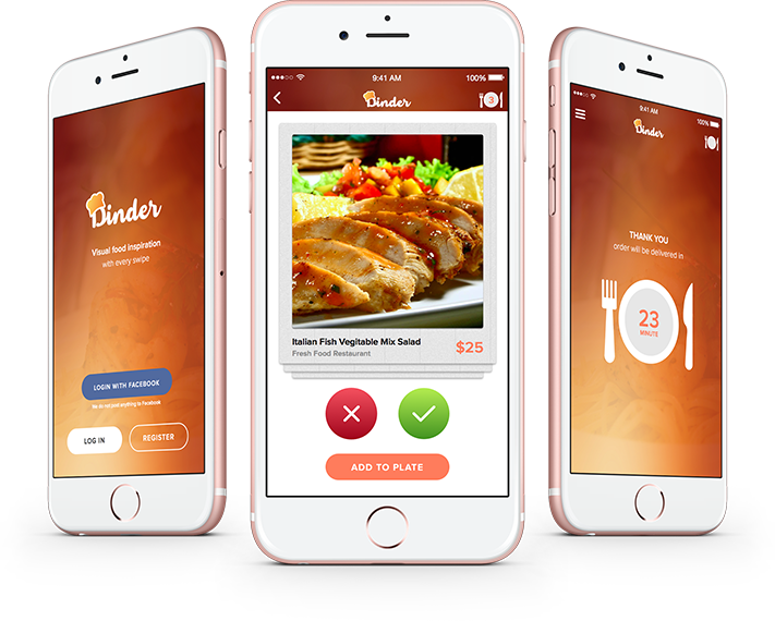 Dinder Iphone 6s Mockup1 - Ios Restaurant App Design Clipart - Large ...