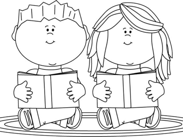 Students Reading Clipart Black And White - Png Download - Large Size ...
