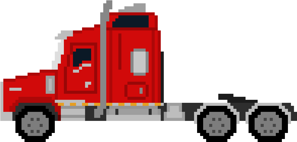 Kenworth Semi Red - Semi Truck Pixel Art Clipart - Large Size Png Image ...