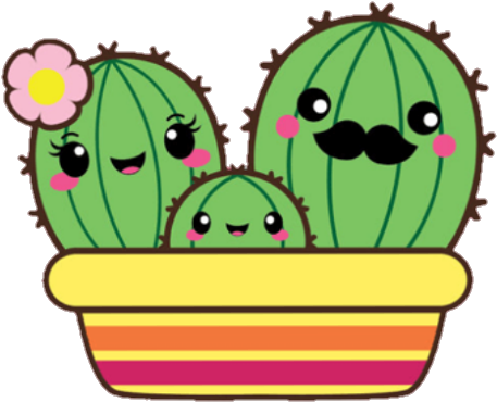 Cactus Cute Kawaii Family Nopal - Cute Cactus Family Clipart - Large ...